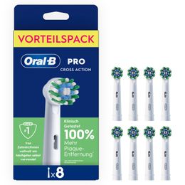 Oral-B Aufsteckb&uuml;rsten "Pro CrossAction", 8 Stk.wei&szlig;, Zahnb&uuml;rstenk&ouml;pfe, Zahnreinigung mit innovativen X-f&ouml;rmigen Borsten
