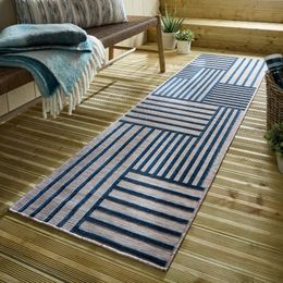 Teppich FLAIR RUGS, B:66cm H:4mm L:230cm, blau, Kunstfaser, Wohnzimmer, Teppiche, "Vigo Blocks", Vigo Blocks Indoor Outdoor-Teppich
