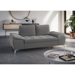 Sit & More 2-Sitzer SIT & MORE, B:191cm T:90cm, grau, Sofas, "Latigo", mit hochwertigen Metallf&uuml;&szlig;en
