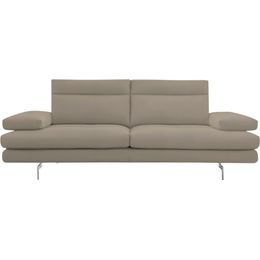 3-Sitzer Calia italia, B:208cm H:90cm T:113cm, beige, Leder BULL (100% Leder), Sofas, "Toby Wing, Designsofa mit hohem Sitzkomfort, bequem und