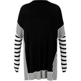 bonprix Damen Longpullover, schwarz, Gr. 36, Obermaterial: 80% Viskose, 20% Polyamid, Pullover, aus Viskose und Polyamid, mit Stehkragen, f&uuml;r