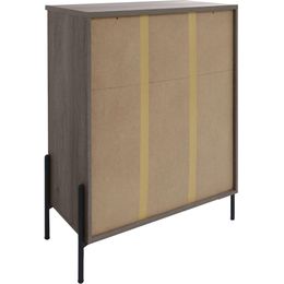 Highboard OTTO HOME "Eadwine", wei&szlig; eiche, B:90cm H:120cm T:38cm, MDF, Sideboards, Highboard, Kommode, Midischrank, Push-to-open, T&uuml;ren mit Fischgr&auml;ten Muster