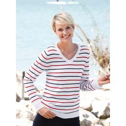 Classic Basics Damen Streifenpullover "Pullover", rot, Gr. 38, gemustert, gestreift, mehrfarbig, 100% Polyacryl, Pullover