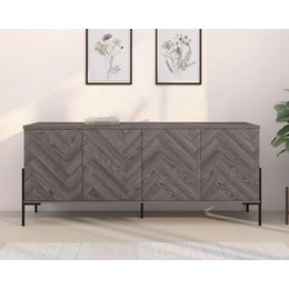 Sideboard OTTO HOME, B:175cm H:75cm T:38cmwei&szlig; eiche, MDF, Wohnzimmer, Sideboards, "Eadwine", Kommode, Push-to-open, T&uuml;ren mit Fischgr&auml;ten Muster,