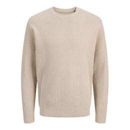 Jack & Jones JACK & JONES Damen Strickpullover "JPRBLUBARKLEY KNIT CREW NECK CH"simply taupe detail:twist, Gr. S, unifarben, Strick, Obermaterial: 100% Baumwolle,
