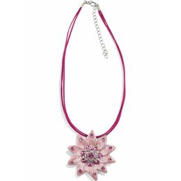 Damen Kette mit Anh&auml;nger "Sevilla", pink, Basic, Collezione Alessandro, Metall, Halsketten, mit Bl&uuml;tenanh&auml;nger