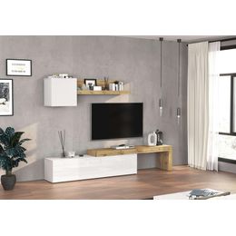 TV-Wand OTTO HOME, B:270cm H:190cm T:40cmwei&szlig; hochglanz, eiche wotan, Kastenm&ouml;bel-Sets, "Chronos TV-Set, Wohnwand &ndash; Elemente frei platzierbar, Made
