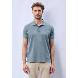 Street One MEN Herren Poloshirt, blau, Gr. S, unifarben, Web, 100% Baumwolle, Shirts, mit Seitlichen Einschlitzen am Saum