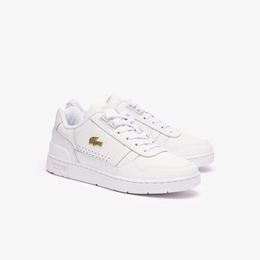 Lacoste Damen Sneaker "T-CLIP 124 1 SFA", Gr. 36wht, gld, Leder, Schuhe