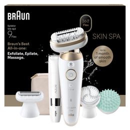 Braun Damen Epilierer "Silk-&eacute;pil 9 SES9-481 3D"wei&szlig;, gold, Epilierer, Wet & Dry, All-in-One Set, 360 flexibler Kopf, mit K&ouml;rpertrimmer