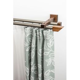 Gardinenschiene Garesa, L:180cm, braun, Gardinenstangen, "Cubus, Quadros Innenlauf", Innenlauf-Vorhanggarnitur, verl&auml;ngerbar, Holz-Aluminium