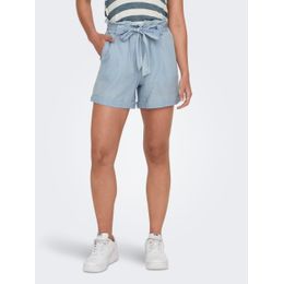 Only Damen Shorts "ONLBEA SMILLA HW PB LOOSE DNM SHORTS", blau, Gr. S, unifarben, Web, Obermaterial: 65% Baumwolle, 35% Lyocell, Hosen, im Denim Look