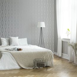 Boutique Vliestapete "Marquise Geo", B/L: 0,52m x 10m, grau, Wohnzimmer, Tapeten, Dunkelgr&uuml;n - 10mx52cm