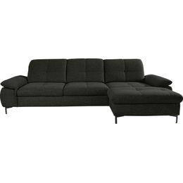 Ecksofa Alina, B:274cm H:100cm T:203cm, schwarz, Struktur TTA (100% Polyester), Wohnzimmer, Sofas, "Melina", In 2 Breiten, Wahlweise mit und ohne