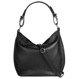 Samantha Look Damen Shopper, schwarz, Leder, leicht gl&auml;nzend, unifarben, Taschen, echt Leder, Made in Italy