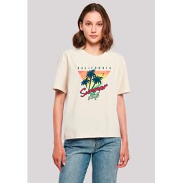 F4NT4STIC Damen T-Shirt "California Palmen Retro", wei&szlig;, Gr. XS, Obermaterial: 100% Baumwolle, Shirts, Premium Qualit&auml;t