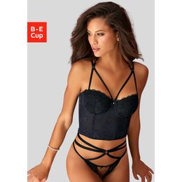 Damen Corsage, PETITE FLEUR GOLD BY LASCANA, Gr. 90, schwarz, Spitze, Obermaterial: 60% Polyamid, 35% Polyester, 5% Elasthan, Korsagen, mit B&uuml;gel und