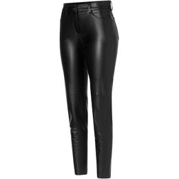 MAC Damen Lederimitathose "SKINNY"schwarz, Gr. 46, unifarben, Web, Obermaterial: 51% Polyester, 48% Polyurethan, 1% Elasthan, Hosen, mit Taschen