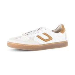 Gabor Damen Sneaker "DAVOS", Gr. 35sanftes wei&szlig;, braun, Nappaleder, Veloursleder, Schuhe, Freizeitschuh, Halbschuh, Schn&uuml;rschuh mit Lochmuster, Weite