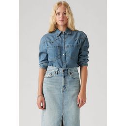 Levi's LEVI'S Damen Jeansbluse "TEODORA WESTERN SHIRT", blau, Gr. S, Web, Obermaterial: 60% Lyocell, 40% Baumwolle, Blusen, mit Druckkn&ouml;pfen