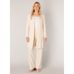 Base Level Damen Longstrickjacke "Yayla Long", beige, Gr. 48, unifarben, Strick, Obermaterial: 94% Viskose, 6% Elasthan, Strickjacken, ohne Verschluss