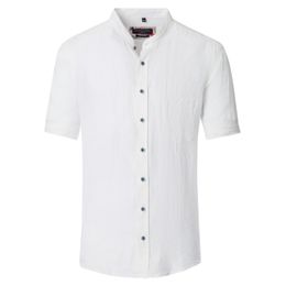 Casamoda Herren Kurzarmhemd "Casamoda Leinenhemd Kurzarm uni", wei&szlig;, Gr. 6XL, unifarben, 100% Leinen, Hemden