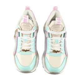 Trainingsschuh Buffalo "Buffalo BINARY GLAM", Damen, Gr. 37, grau, aqua, pink, Polyurethan, Schuhe