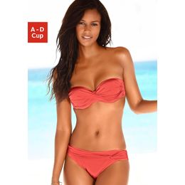 Lascana Damen B&uuml;gel-Bandeau-Bikini, rot, Gr. 32, gl&auml;nzend, unifarben, Polyamid, Bikini-Sets, mit verschiedenen Tr&auml;gervarianten