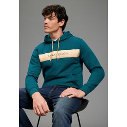 Bruno Banani Herren Kapuzensweatshirt, gr&uuml;n, Gr. XL, bedruckt, unifarben, angeraute Sweatware, Obermaterial: 60% Baumwolle, 40% Polyester,
