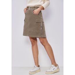 Street One Damen Minirocklight terra mocha, Gr. 34, unifarben, Web, 98% Baumwolle, 2% Elasthan, R&ouml;cke, im Cargo-Style