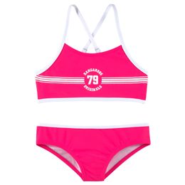 Kangaroos M&auml;dchen Bustier-Bikini "Sporty", pink, Gr. 134, kontrastfarbene Details, unifarben, Polyamid, Bikini-Sets, mit sportlichem Frontdruck
