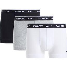 Trunk NIKE UNDERWEAR "TRUNK 3PK", Herren, Gr. M, 3 Stk., whtie, grau heather, schwarz, Jersey, Obermaterial: 95% Baumwolle, 5% Elasthan, k&ouml;rpernah, Unterhosen, mit Logo-Elastikbund