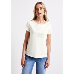 Street One Damen T-Shirt, wei&szlig;, Gr. 46, unifarben, Web, 100% Baumwolle, Shirts, farbig