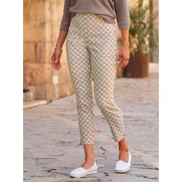 Inspirationen Damen Webhose, beige, Gr. 40, bedruckt, gemustert, mehrfarbig, 72% Viskose, 25% Polyamid, 3% Elasthan, Hosen