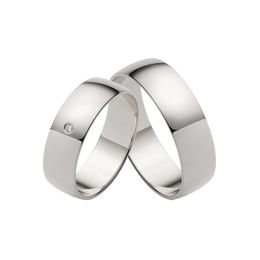 Firetti Damen Trauring "Schmuck Geschenk Gold Hochzeit Ehering Trauring "LIEBE"", 17, 0,01 SI = kleine Einschl&uuml;sse mit Brillant, Wei&szlig;gold 375, 6mm,