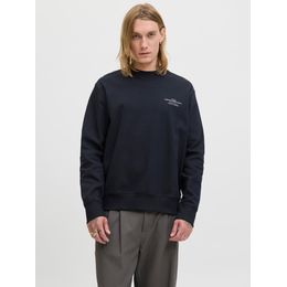 Jack & Jones JACK & JONES Herren Sweatshirt "JPRBLACHAD BRANDING SWEAT CREW NECK LN", schwarz, Gr. M, bedruckt, angeraute Sweatware, Obermaterial: 95% Baumwolle,