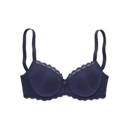 Lascana Damen Schalen-BH "Evita", Gr. 85, blau, Microtouch, Obermaterial: 90% Polyamid, 10% Elasthan, BHs, mit feiner Spitzenborte, Dessous