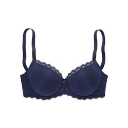 Lascana Damen Schalen-BH "Evita", Gr. 95, blau, Microtouch, Obermaterial: 90% Polyamid, 10% Elasthan, BHs, mit feiner Spitzenborte, Dessous