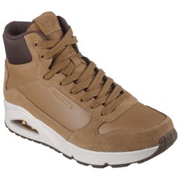 Skechers Herren Sneaker "UNO", Gr. 47,5, braun, Lederimitat, Mesh, Veloursleder, Schuhe, Mid Cut Sneaker, Schn&uuml;rboots mit gepolstertem Schaftrand