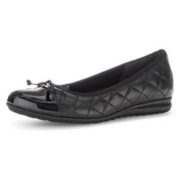 Gabor Damen Ballerina "Florenz", Gr. 35, schwarz, Kalbsleder, Lackleder, Schuhe, Halbschuh, Schlupfschuh, Businessschuh, Ziersteppungen, Weite G