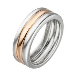 Jobo Damen Fingerring, 52, Silber 925 (Sterlingsilber), silber, Silber 925 (Sterlingsilber), Fingerringe, 925 Silber bicolor vergoldet