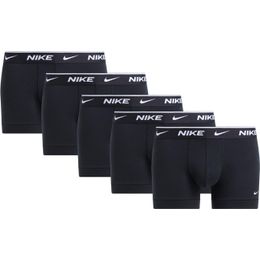 Trunk NIKE UNDERWEAR "TRUNK 5PK", Damen, Gr. XXL, 5 Stk., schwarz, schwarz, schwarz, schwarz, schwarz, Jersey, Obermaterial: 95% Baumwolle, 5% Elasthan, k&ouml;rpernah, Unterhosen, mit Logo-Elastikbund