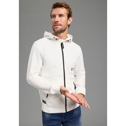 Kangaroos Herren Kapuzensweatjacke, wei&szlig;, Gr. M, angeraute Sweatware, Obermaterial: 60% Baumwolle, 40% Polyester. Kapuzenfutter: 100% Baumwolle,