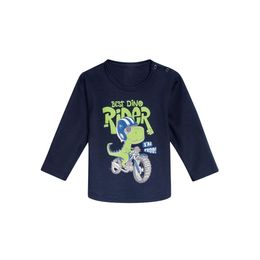 TRIGEMA Jungen Sweatshirt "TRIGEMA Langarmshirt mit gro&szlig;em Dino-Printmotiv", blau, Basic, Gr. 104, 95% Baumwolle, 5% Elasthan, Sweatshirts