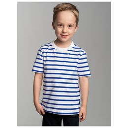TRIGEMA Jungen T-Shirt "TRIGEMA T-Shirt mit Allover-Ringelmuster", blau, Basic, Gr. 152, 100% Baumwolle, Shirts
