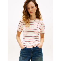 Tommy Hilfiger Damen T-Shirt "SLIM CODY C-NK"fine stp calico, fireworks, Gr. XS, gestreift, Jersey, Obermaterial: 100% Baumwolle, Shirts, Baumwolle,