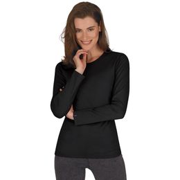 TRIGEMA Damen Longsleeve "TRIGEMA Langarmshirt", schwarz, Basic, Gr. S, Feinstrick, 95% Baumwolle, 5% Elastan, Shirts