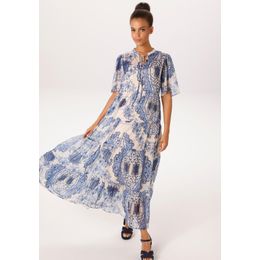 Aniston CASUAL Damen Sommerkleidecru, hellblau, blau, marine, Gr. 36, bedruckt, gebl&uuml;mt, gemustert, Chiffon, Obermaterial: 100% Polyester. Futter:
