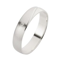 Firetti Damen Trauring "Schmuck Geschenk Gold Hochzeit Ehering Trauring "LIEBE"", 16.5, SI = kleine Einschl&uuml;sse mit Brillant, Wei&szlig;gold 375, 4mm,
