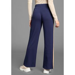 Laura Scott Damen Jerseyhosedunkelblau, Gr. 50, unifarben mit Farbeinsatz, Interlock, Obermaterial: 95% Baumwolle, 5% Elasthan, Hosen, ausgestellte